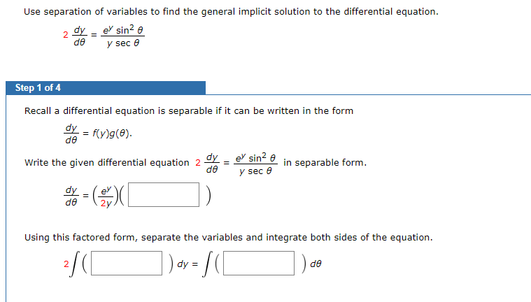 Solved Use separation of variables to find the general | Chegg.com