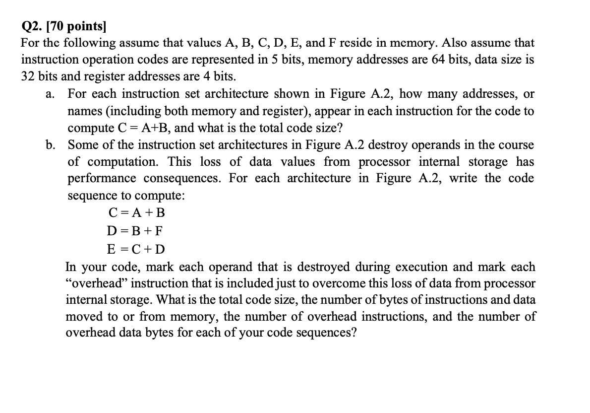Solved Q2. [70 points] For the following assume that values | Chegg.com