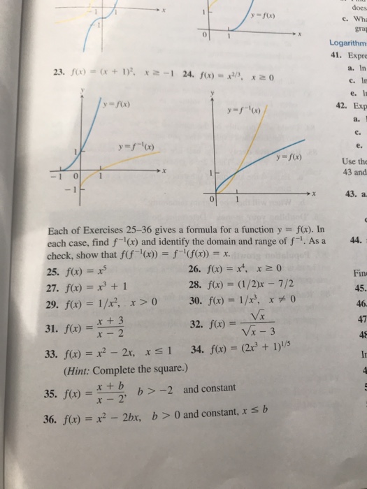 Solved does FCx) Logarithm 41. Expre a. In c. In e. In 42. | Chegg.com