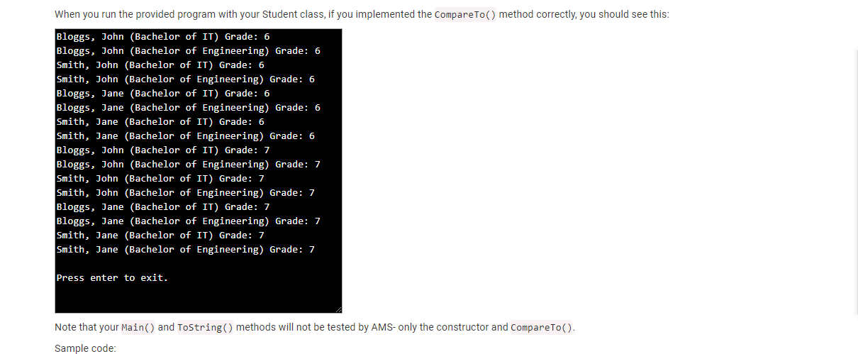 Solved Requirements: Your task is to create a Student class | Chegg.com