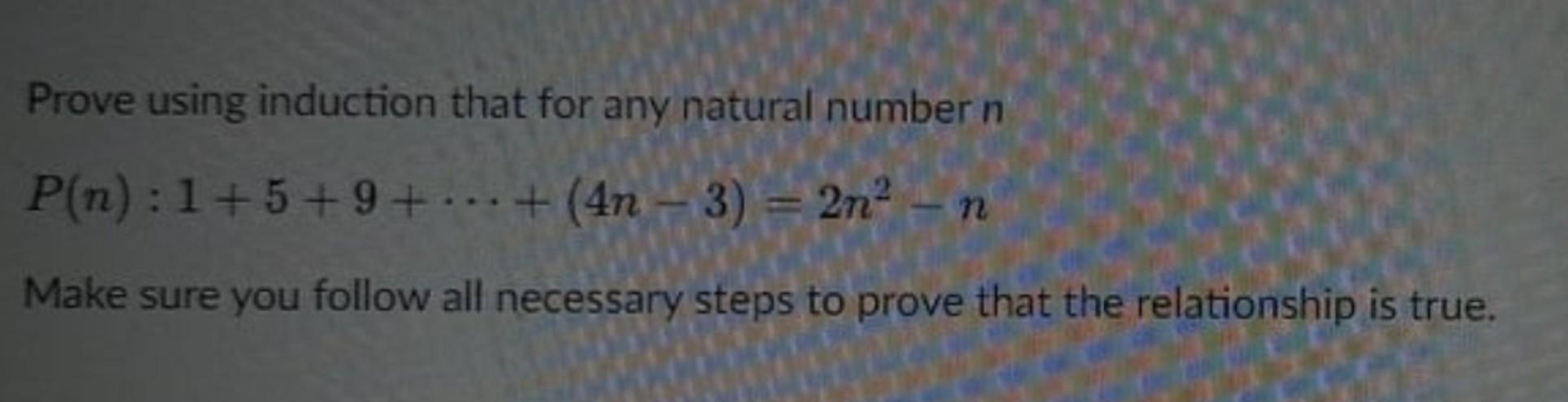 Solved Prove using induction that for any natural number n | Chegg.com