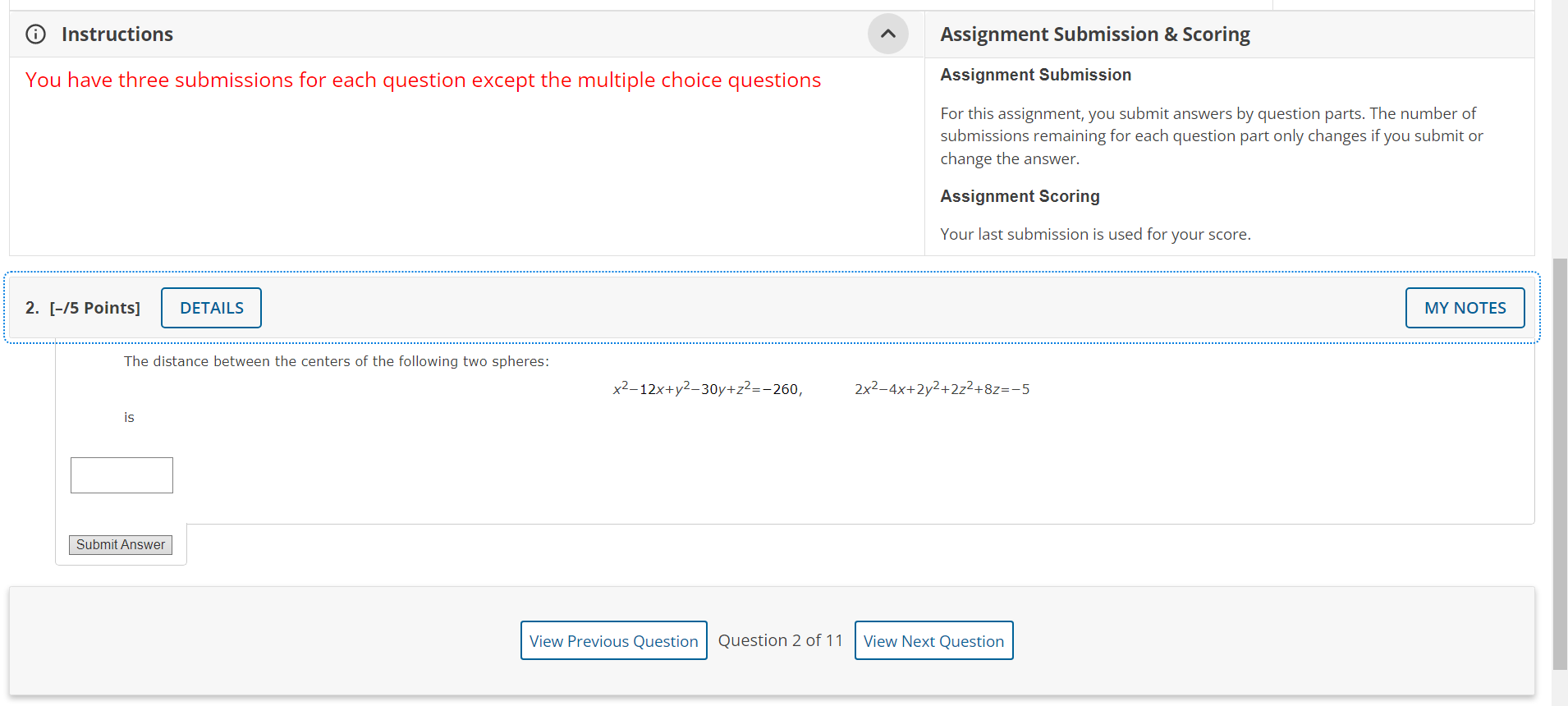 Solved 2. [-/5 Points] The distance between the centers of | Chegg.com