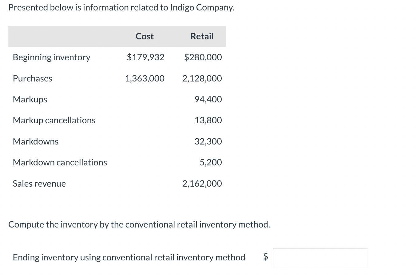 Solved Presented below is information related to Indigo | Chegg.com