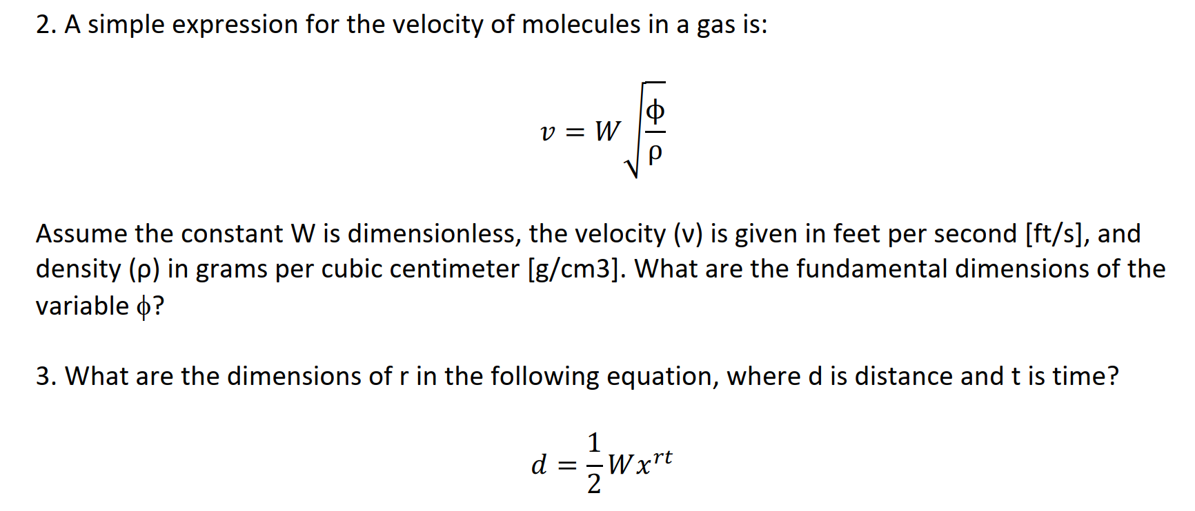 Solved 2. A simple expression for the velocity of molecules | Chegg.com
