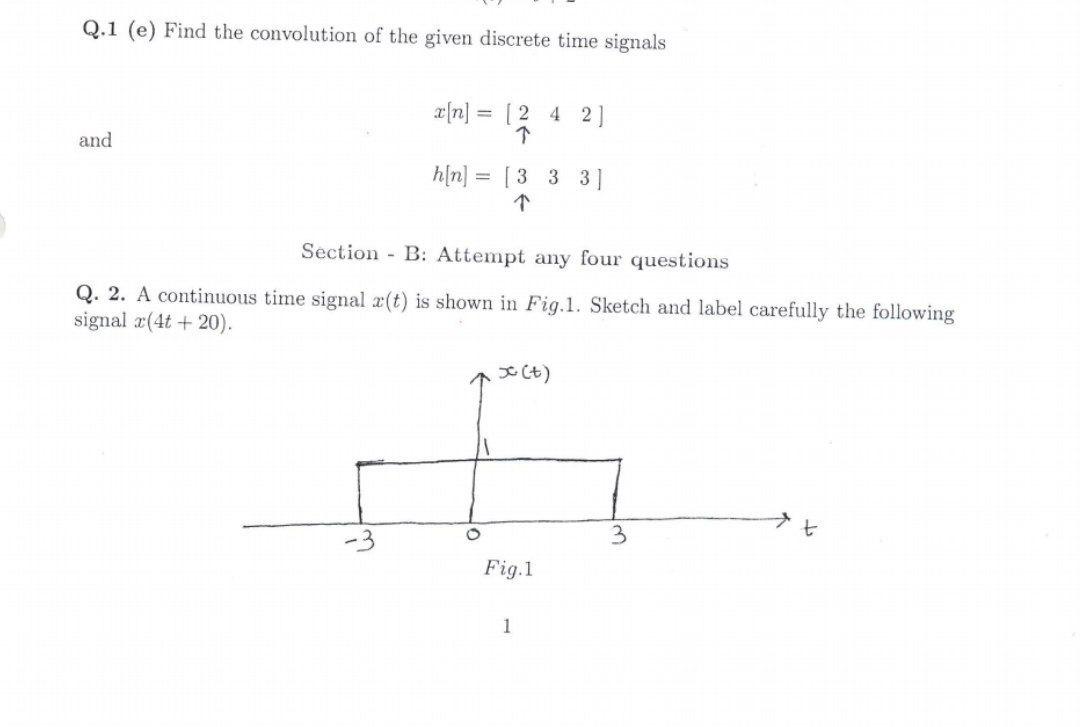 Solved Q.1 (e) Find the convolution of the given discrete | Chegg.com