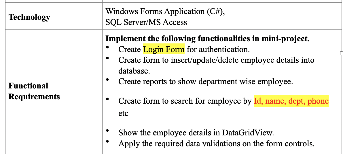 Solved Windows Forms Application (C\#), SQL Server/MS Access | Chegg.com