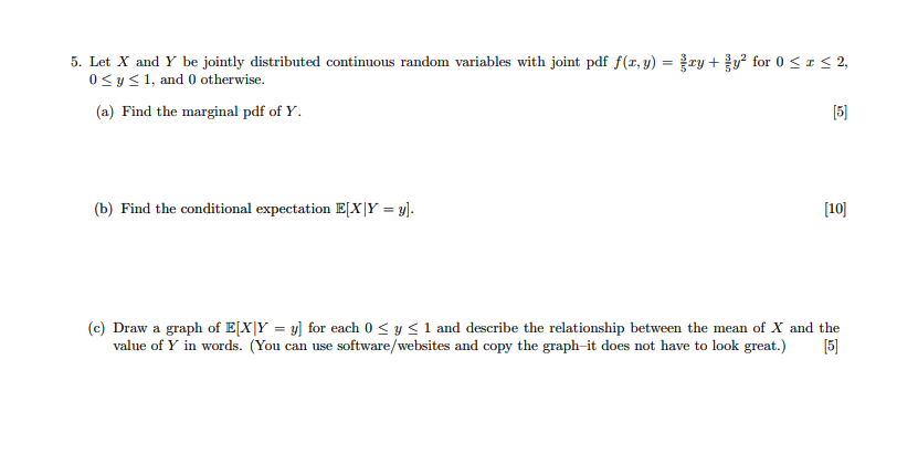 Solved 5. Let X and Y be jointly distributed continuous | Chegg.com
