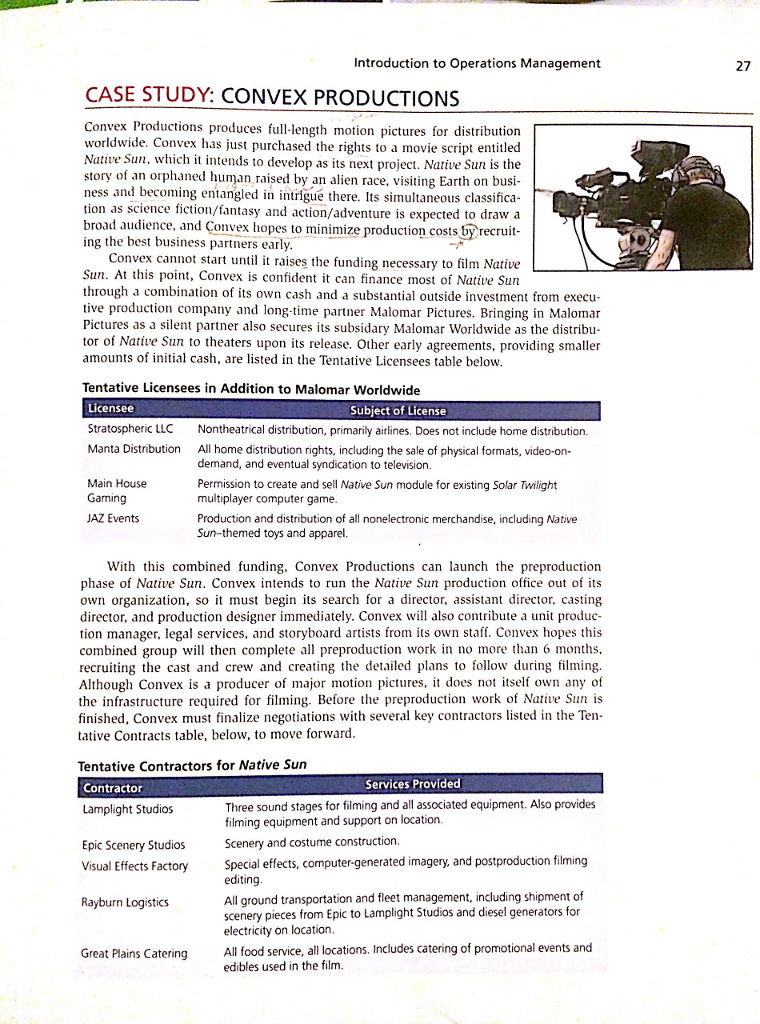 Solved Introduction to Operations Management 27 CASE STUDY: | Chegg.com