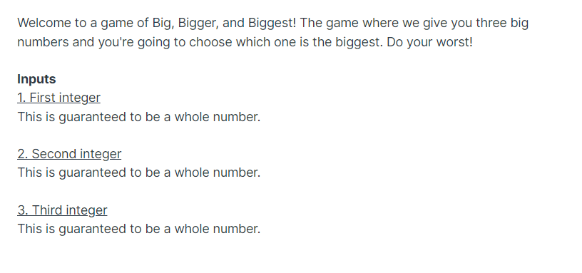 Solved Welcome to a game of Big, Bigger, and Biggest! The | Chegg.com