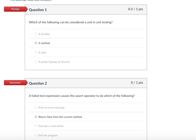 Solved Partial Question 1 0.5 / 1 pts Which of the following | Chegg.com