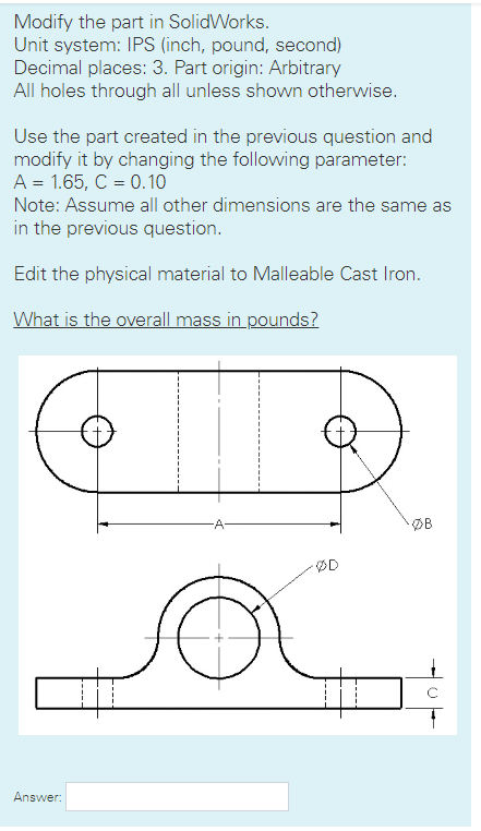 Solved Build the Bearing Block part in SolidWorks. Unit | Chegg.com