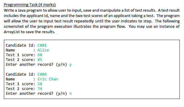 Solved Programming Task (4 marks) Write a Java program to | Chegg.com