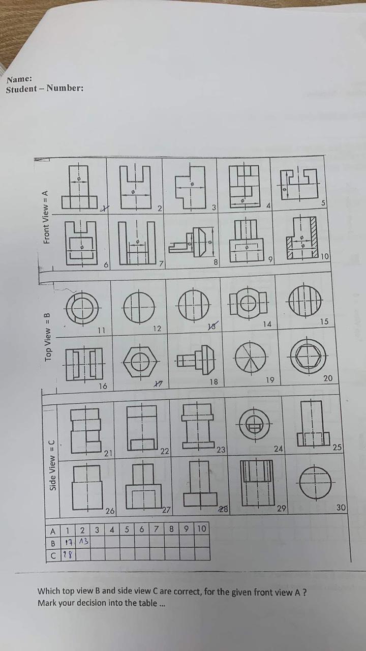 Solved Which Top View B And Side View C Are Correct For The