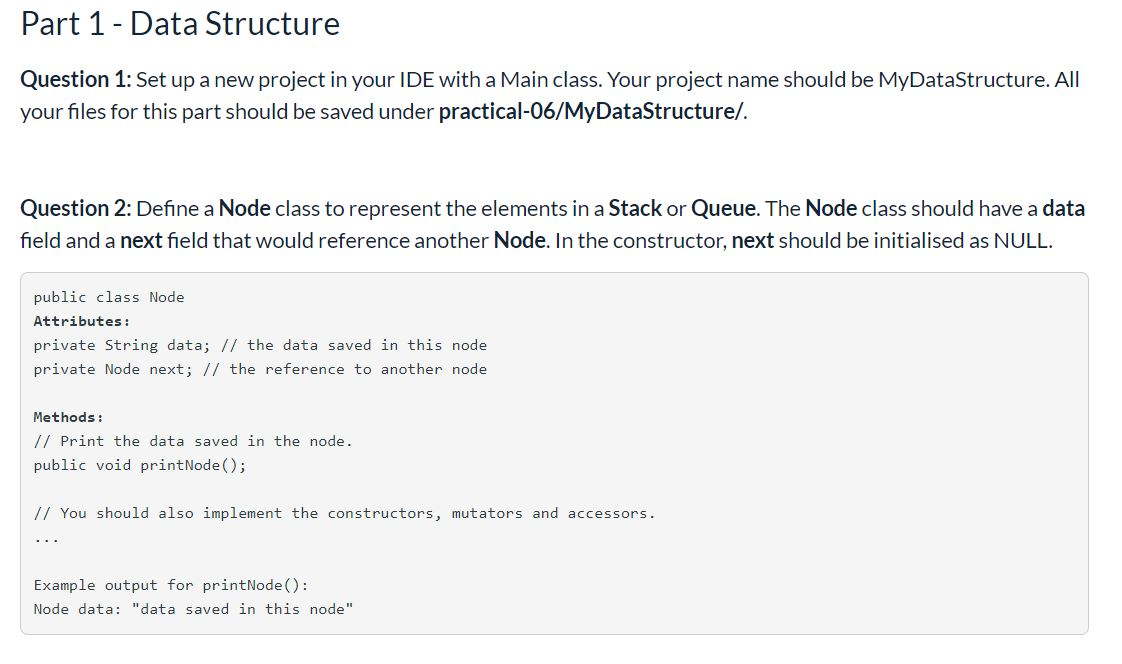 Solved Part 1 Data Structure Question 1 Set Up A New 8262