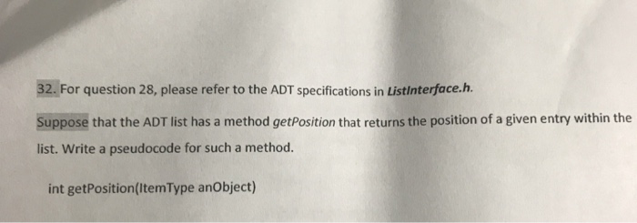 Solved 32. For question 28, please refer to the ADT | Chegg.com