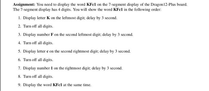 Assignment: You need to display the word KFcl on the | Chegg.com