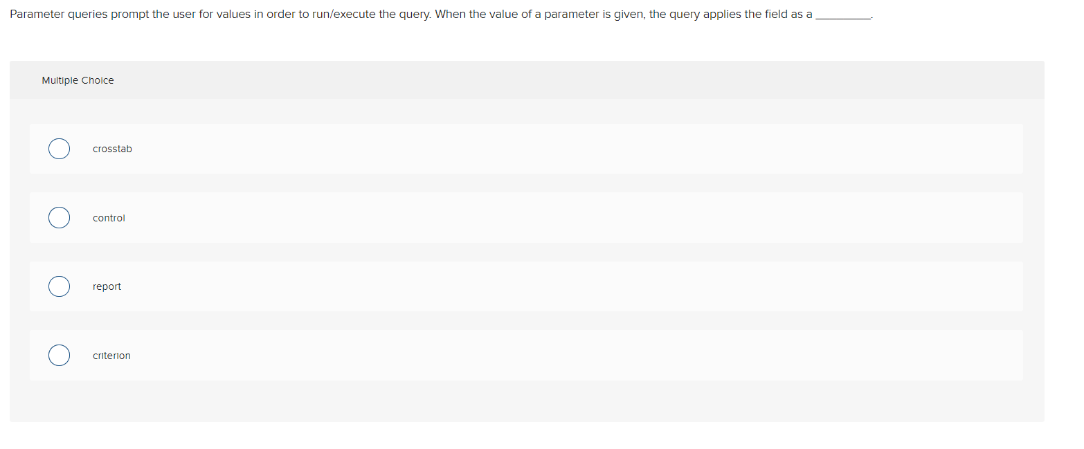 Solved Parameter Queries Prompt The User For Values In Order