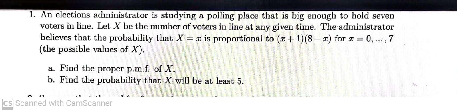 Solved An elections administrator is studying a polling | Chegg.com