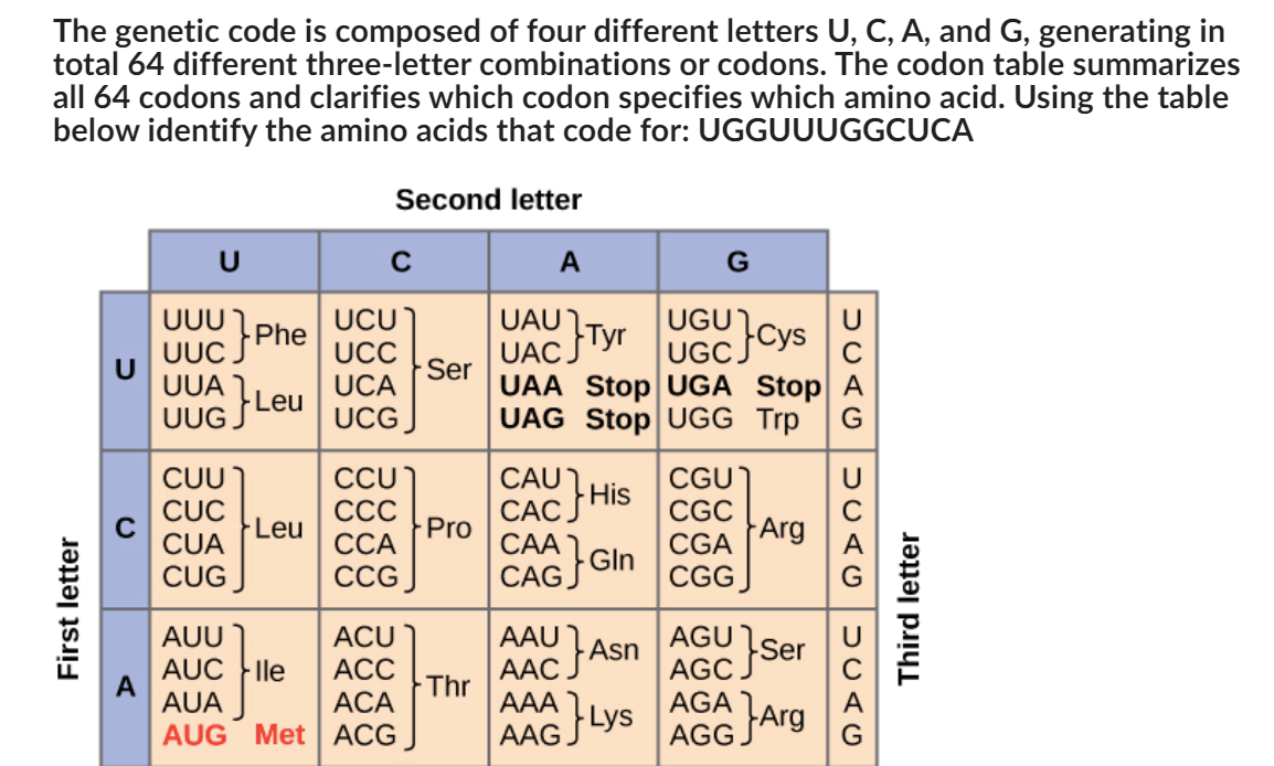 Solved The genetic code is composed of four different | Chegg.com