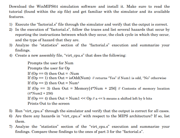 Solved Download the WinMIPS64 ﻿simulation software and | Chegg.com