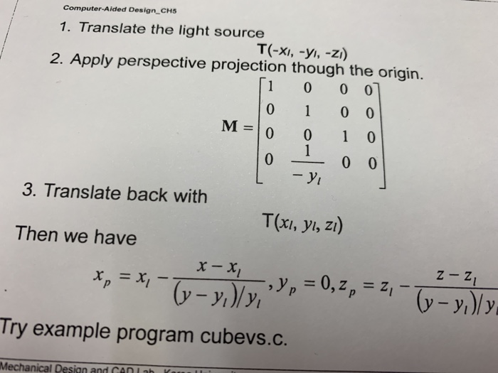 Convert the shadow-generation algorithm of Section | Chegg.com