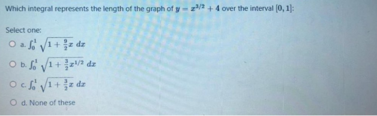 Solved Which integral represents the length of the graph of | Chegg.com
