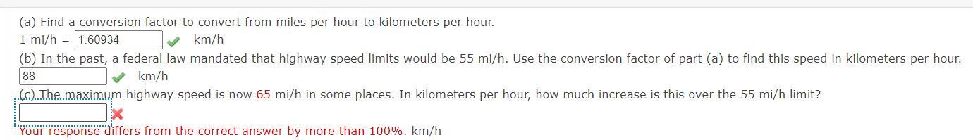 Solved (a) Find a conversion factor to convert from miles | Chegg.com