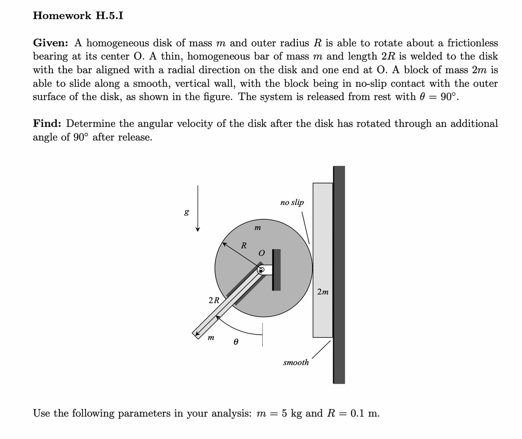 Solved Homework H.5.IGiven: A homogeneous disk of mass \( ﻿m | Chegg.com