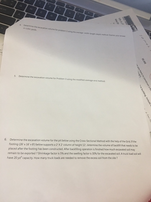 Solved the excavation volume for problem 3 using in cubic | Chegg.com