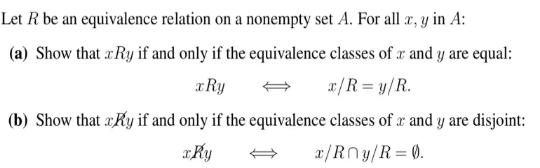 Solved Let R be an equivalence relation on a nonempty set A. | Chegg.com