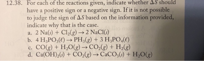 Solved 12.38. For each of the reactions given, indicate | Chegg.com