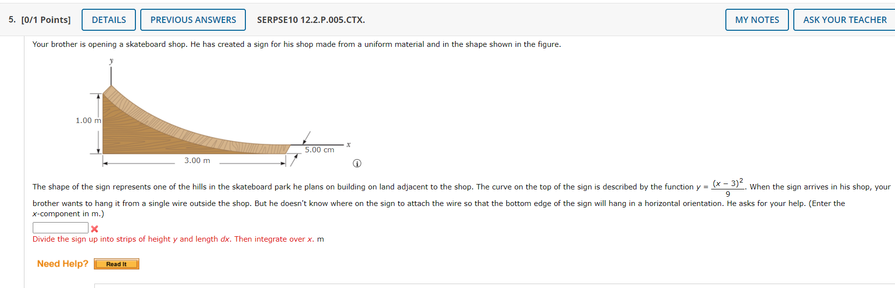 Solved x-component in m.) Divide the sign up into strips of | Chegg.com
