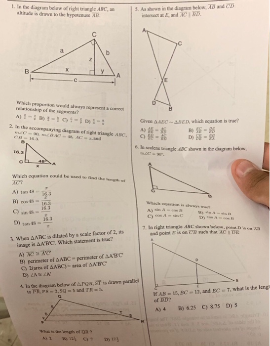 Solved 5. As shown in the diagram below, AB and CD intersect | Chegg.com