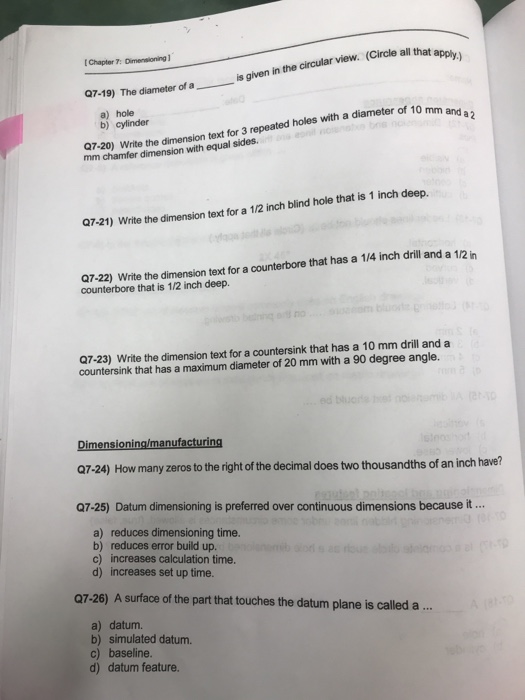 Solved [ Chapter 7: Dimensioning in the circular view. | Chegg.com