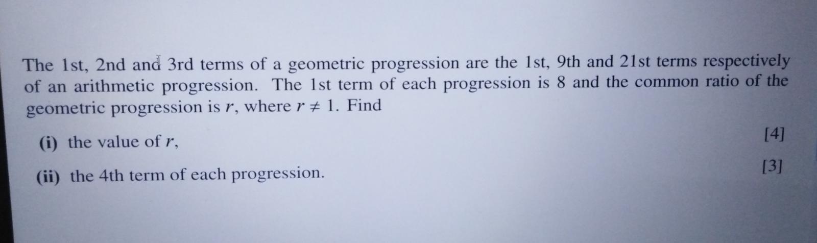 Solved The 1st, 2nd and 3rd terms of a geometric progression | Chegg.com