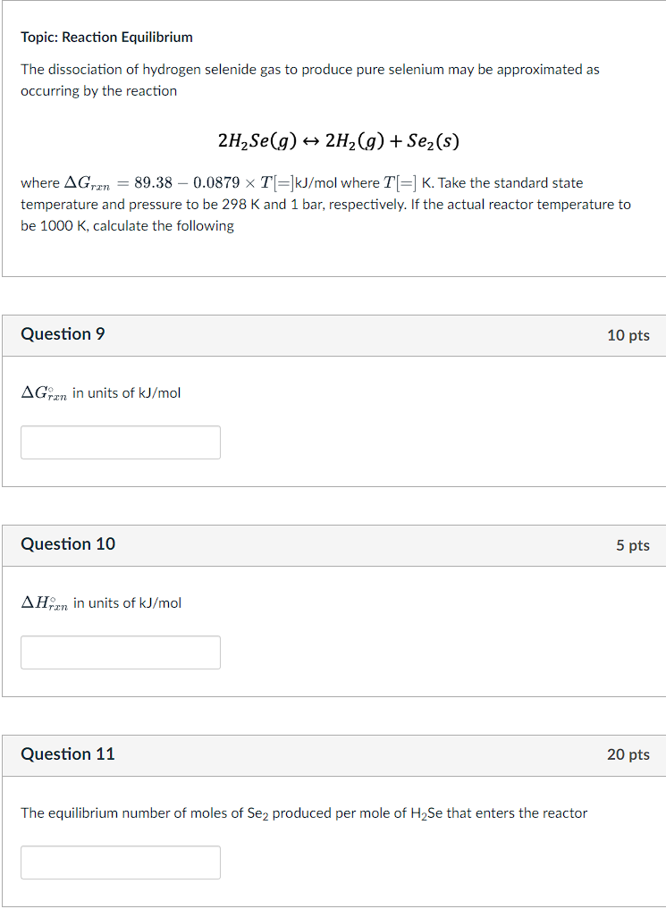 Solved Topic: Reaction Equilibrium The dissociation of | Chegg.com