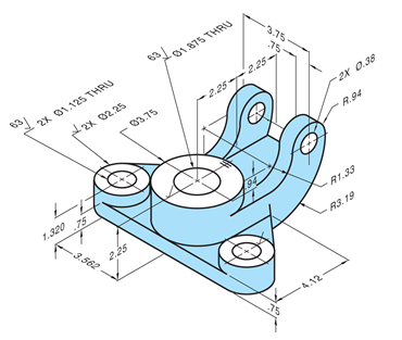 Solved Create the 3 standard views to fully define the part, | Chegg.com