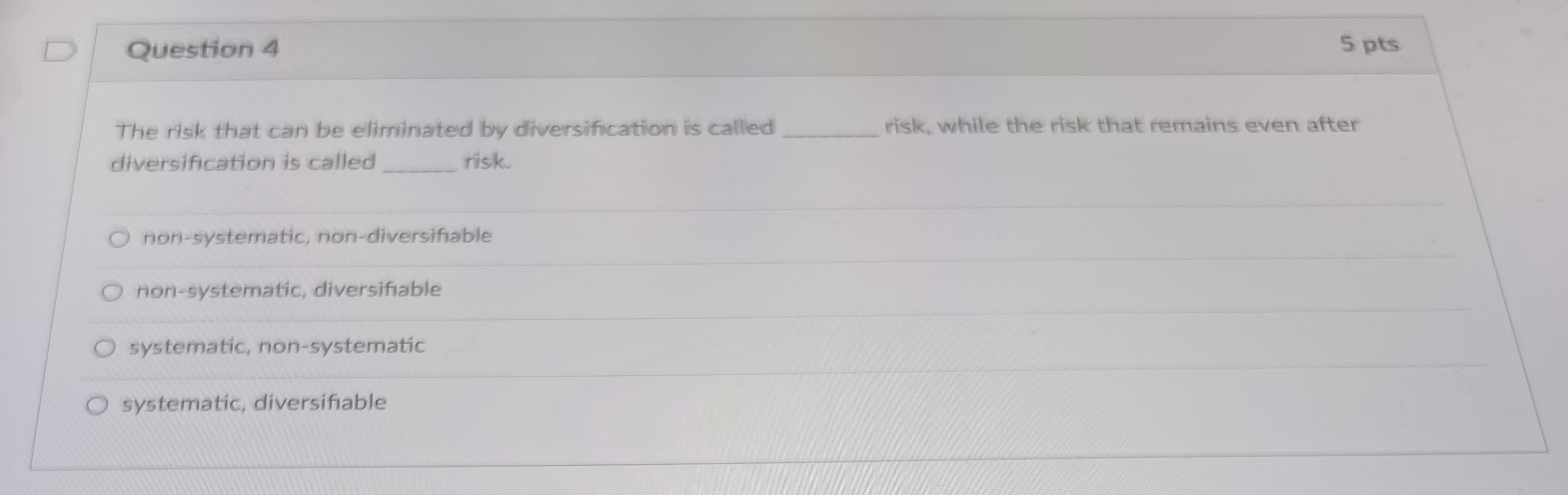 Solved The risk that can be eliminated by diversification is | Chegg.com