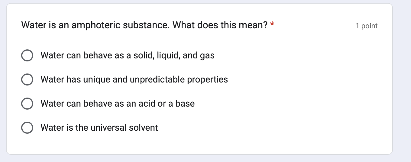 Solved Water is an amphoteric substance. What does this | Chegg.com