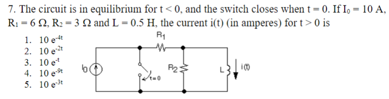 Solved 2. The circuit is in equilibrium for t