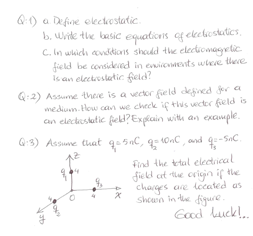 Solved Q: 1) a. Define electrostatic. b. Write the basic | Chegg.com