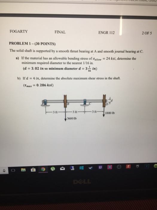 Solved FOGARTY FINAL ENGR 112 2 OF 5 PROBLEM 1-(30 POINTS) | Chegg.com