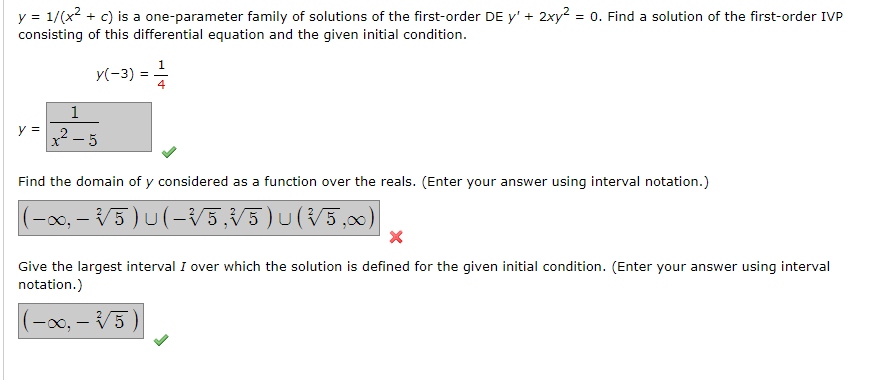 Solved y = 1/(x2 + c) is a one-parameter family of solutions | Chegg.com