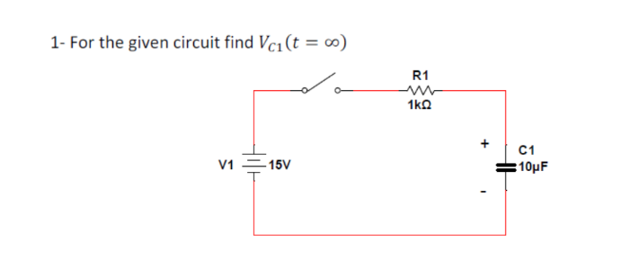 Solved 1- For the given circuit find VC1(t=∞) | Chegg.com