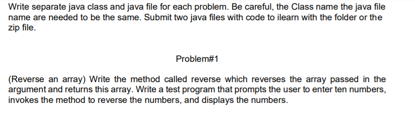 Solved Write separate java class and java file for each | Chegg.com