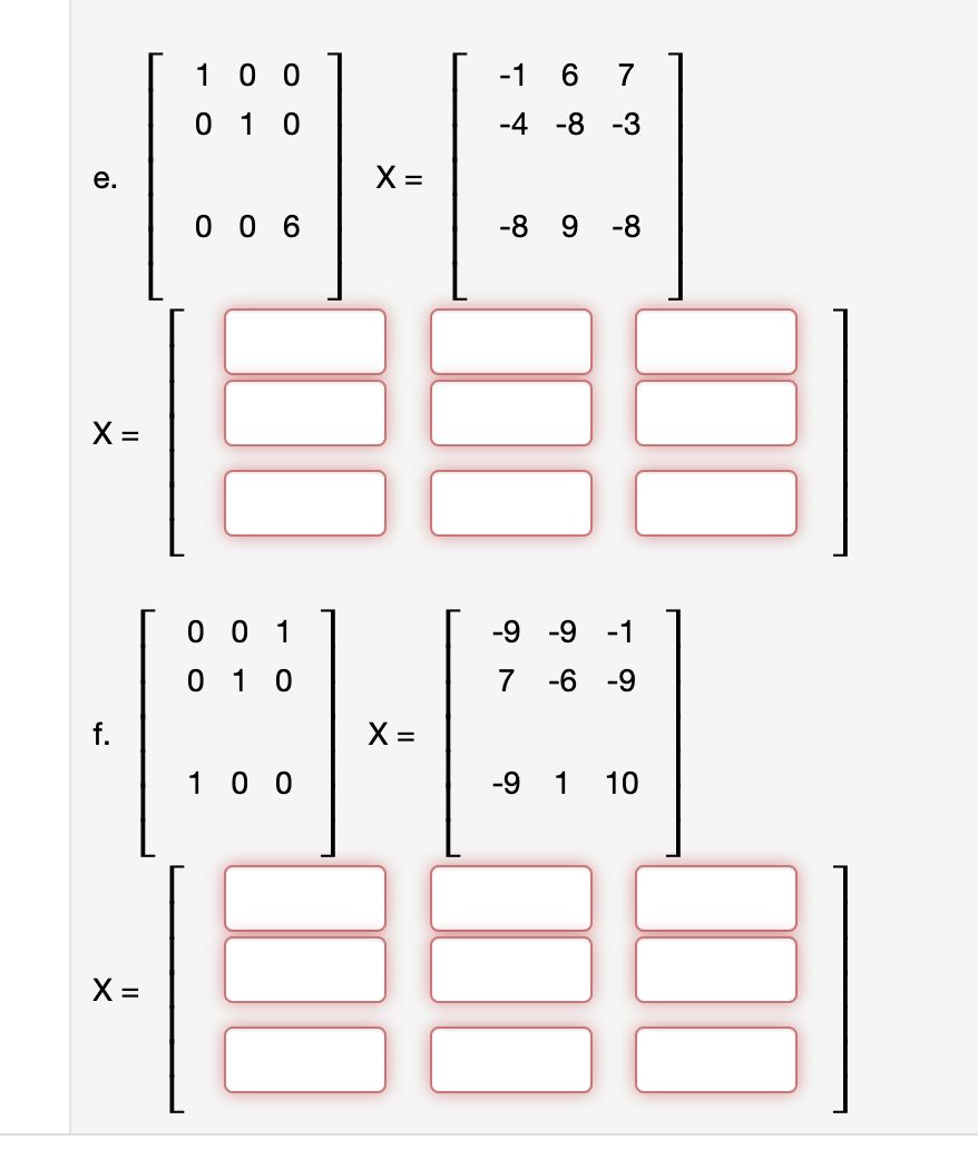 Solved (1 point) For each section, find the matrix X solving | Chegg.com