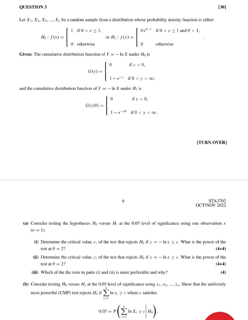 Solved Let X1,X2,X3,…,Xn be a random sample from a | Chegg.com
