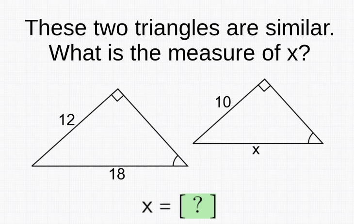 Solved These two triangles are similar. What is the measure | Chegg.com