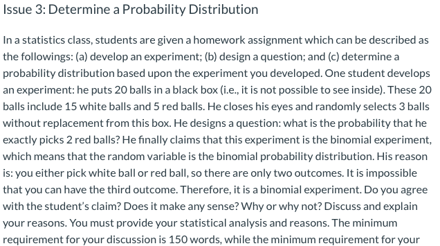 Issue 3: Determine a Probability Distribution In a | Chegg.com