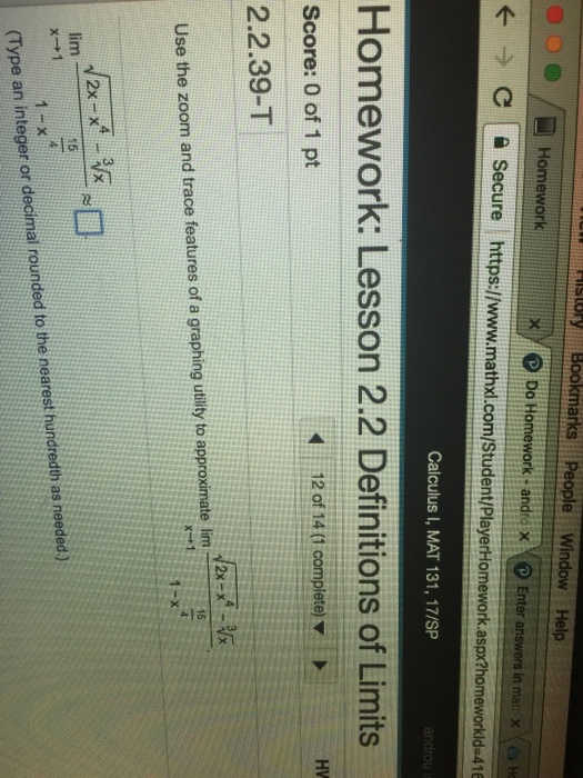 Solved Use the zoom and trace features of a graphing utility | Chegg.com